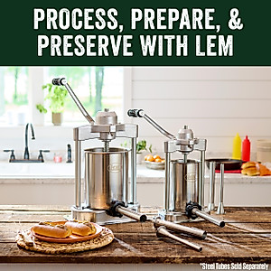 LEM Products Mighty Bite Vertical Stainless Steel 5 Pound Capacity Sausage Stuffer with Plastic Stuffing Tubes,Silver