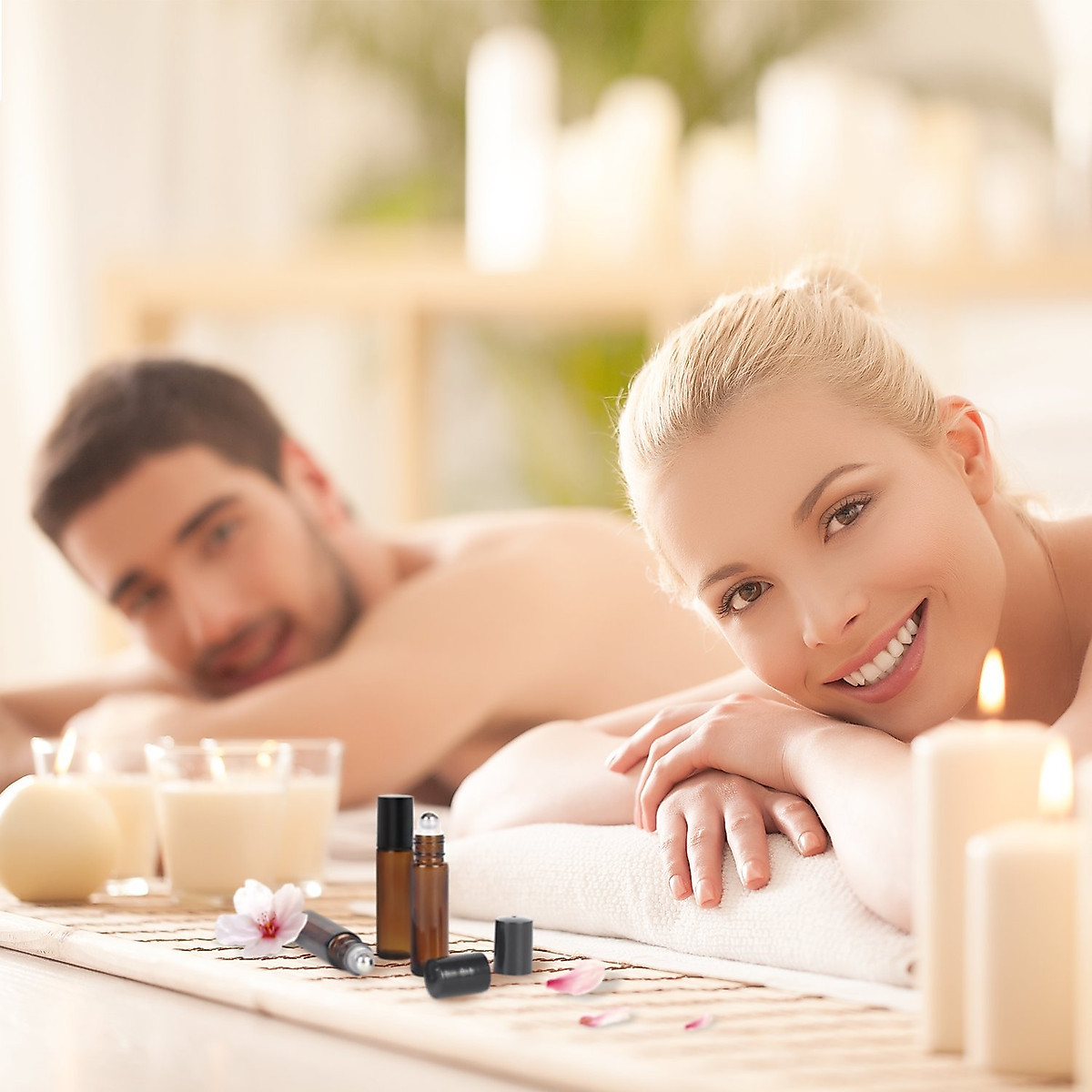 mavogel 24, 10ml Roller Bottles for Essential Oils - Amber, Glass with Stainless Steel Roller Balls (3 Extra Roller Balls, 54 Pieces Labels, Opener, Funnel, Dropper, Brush Included)