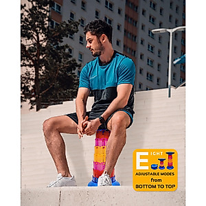 Celesdy Adjustable Retractable Portable Collapsible Folding Stool for Adults Heavy Duty with Load Capacity 770 lbs, Collapsible Chair Camping Stool for Travel Hunting (Blue Rainbow) (HX20210818)