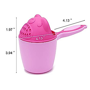 Baby Dippers Bath Rinse Cup Shampoo Rinser Shower Sprinkler Spoon Bathroom Accessories for Baby Tub (Pink)