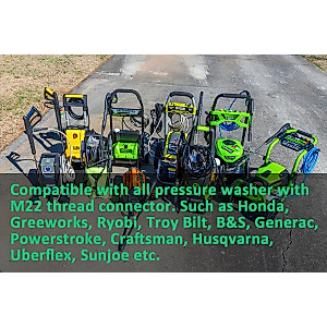 STYDDI Kink-Resistance Pressure Washer Replacement Hose 25FT, Heavy Duty Steel Braided and Rubber Power Washer Hose with M22 Fittings, 1/4 in. x 25 ft, 2900 PSI, up to 176°F