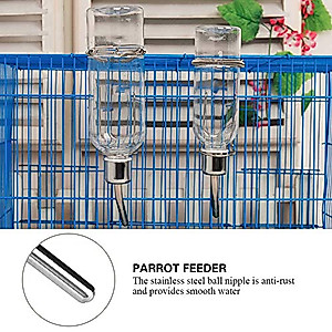 GOTOTOP Parrot Water Feeder Pet Hanging Water Feeding Bottle No Drip Dispenser Pet Supplies with Stainless Steel Ball Nipple for Small Animals Bird Hamster Rabbit Chinchilla Ferret(L)