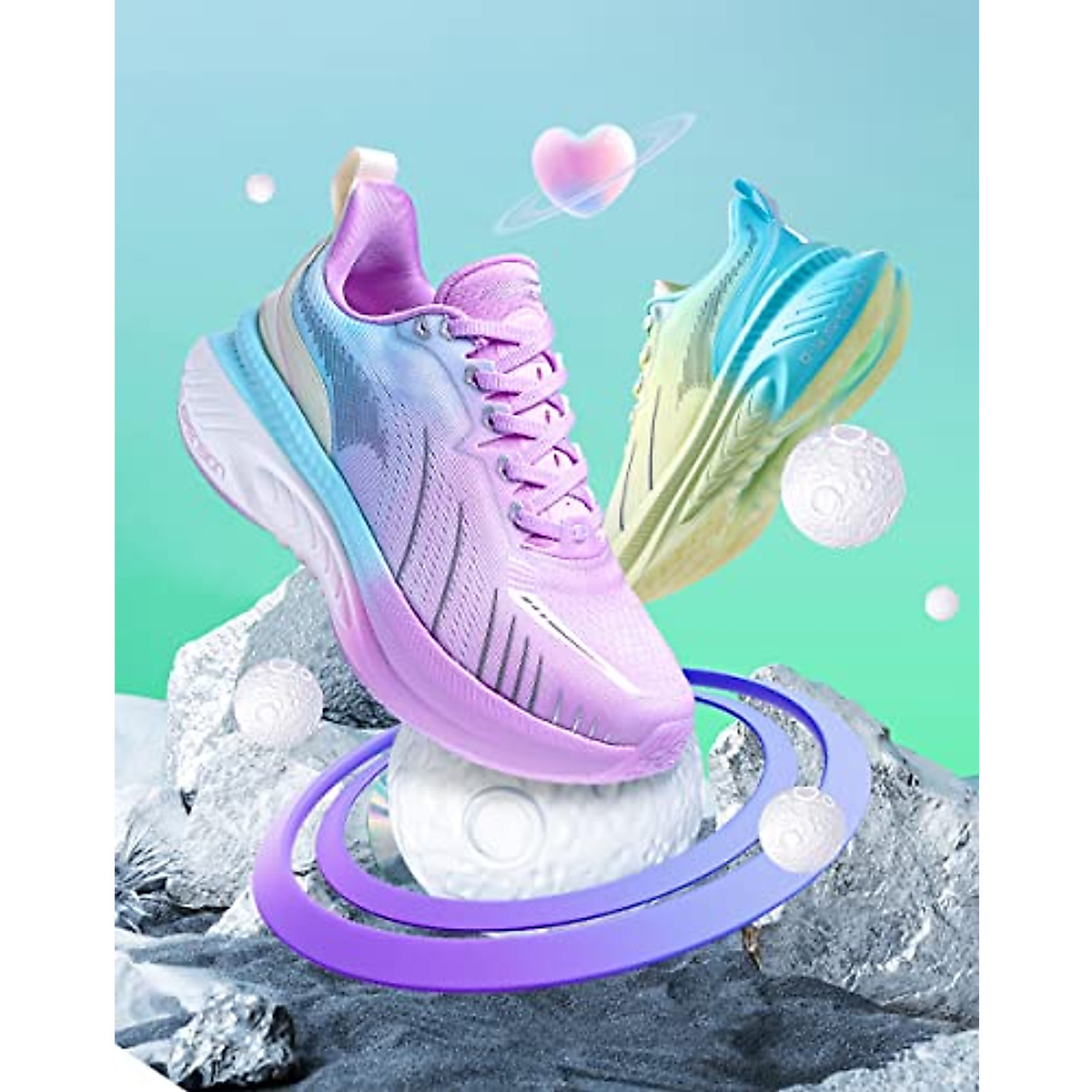 O-Resilio Max Cushioning Running Shoes for Men & Women Wide Cushioned Lightweight Athletic Supportive Road Running Shoes with Arch Support Light Purple Size US Men 12