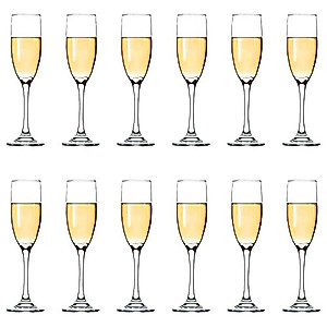 Classic Champagne Flutes, Set of 12, 6 Oz Premium Stemmed Champagne Glasses, Sparkling Wine Glass, Crystal Clear