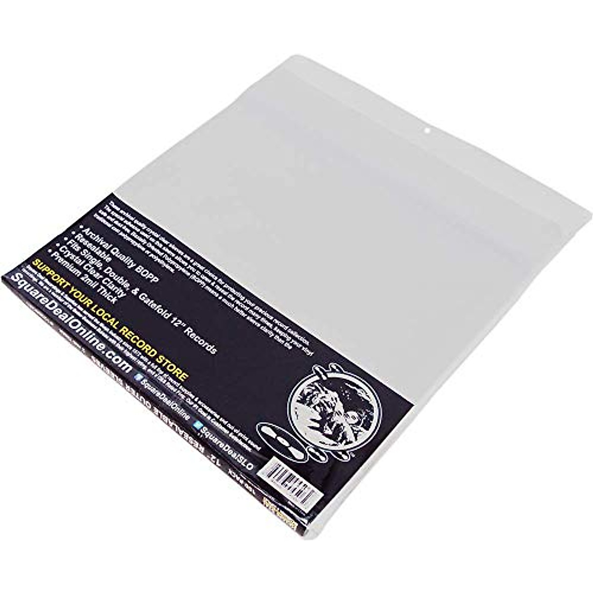 (100) 12" Resealable Record Outer Sleeves - Super Clear Premium 2 Mil Thick Archival Quality BOPP - 12-3/4" x 12-3/8" + 1-1/2" Flap #12SB02RS