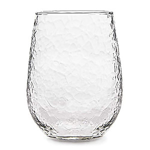 Libbey Hammered Stemless All-Purpose Wine Glasses, 17-ounce, Set of 8