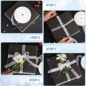 WILLBOND 98 Yards 5/8 Inch White Sheer Organza Ribbon for Gifts Wrapping Organza Satin Chiffon Ribbon for Wedding Bouquet, Decoration, Craft