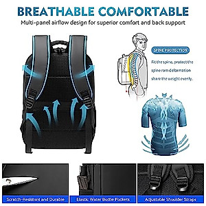 Victoriatourist Travel Laptop Backpack for Men Women, 15.6 Inch Anti Theft Business Laptop Backpack with Zipper Automatic Locking,Water Resistant College Bookbag Computer Bag Backpack for Work(Black)