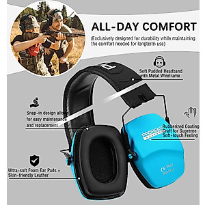 PROHEAR 016 Ear Protection Safety Earmuffs for Shooting with NRR 26dB 2Pack (Blue and Pink)