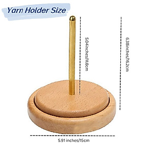 Yarn Holder with Double Twirling Mechanism Wooden Yarn Rack and Spinner for Crochet, Knitting, and Crafts (Large)