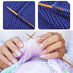 RELIAN Double Pointed , 75 Pcs Bamboo Knitting Needles Set, 15 Sizes from 2.0mm-10.0mm(8 Inches Length)+ 4Pcs Knitting Needles Point Protectors