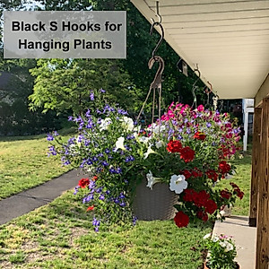 6 Inch S Hooks 4-Pack Large S Hooks for Hanging Plants Closet Hooks Vinyl Coated Black S Hooks Heavy Duty Steel Metal Rubber S Hooks for Hanging Plants, Jeans, Pot Pan Garden