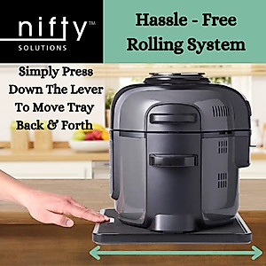 Nifty Medium & Large Appliance Rolling Tray – Black, Home Kitchen Counter Organizer, Integrated Rolling System, Non-Slip Pad Top for Coffee Maker, Stand Mixer, Blender, Toaster