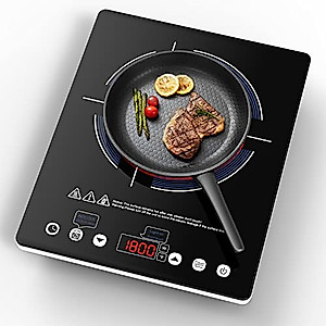 GIHETKUT Electric Cooktop Single Burner, 1800W Electric Stove Top with Touch Control, 9 Power Levels, Kids Safety Lock & Timer, Overheat Protection,110V Induction Cooktop