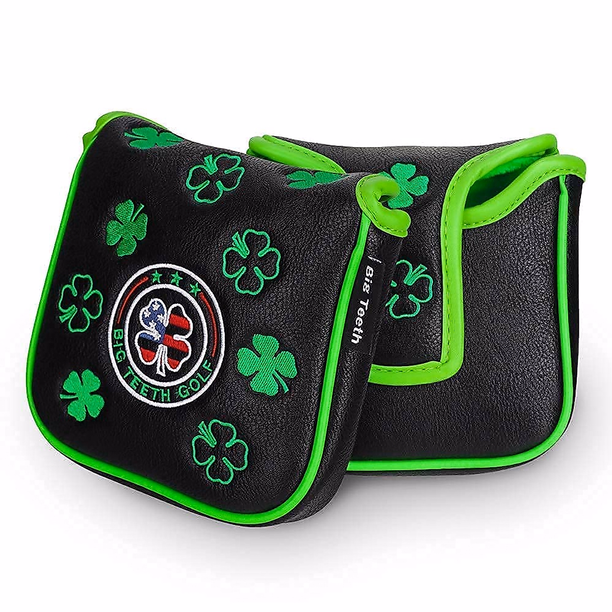 Big Teeth Lucky Clover Mallet Putter Cover Magnetic, Putter Covers for Golf Clubs Mallet, Putter Headcover Mallet Funny Fit Taylormade Scotty Cameron Large Square Putter Head