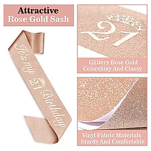 21st Birthday Decorations for Her, Including 21st Birthday Sash, Cake Topper, Crown, Candles, 21st Birthday Gifts for Her, 21st Birthday Decorations for Women