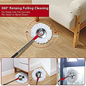 Hardwood Floor Mop for Floor Cleaning ,Tsmine Floor Microfiber Wet Dry Mop ,Commercial Household Clean Hardwood, Mop & Refills Set Include 2 Replacement Heads Refills and 61" Extended Mop Pole Handle