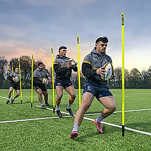 Net World Sports Forza Spring Loaded Agility Poles | Improve Endurance, Speed & Footwork - Available in Packs of 8 or 16 (Without Bases, Pack of 8, 5ft)