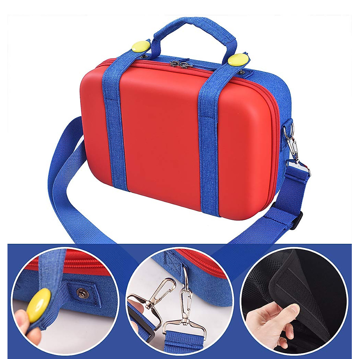 Ravol Carrying Case for Nintendo Switch, Portable Storage Bag for Nintendo Switch Organization - Blue/Red