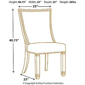 Signature Design by Ashley Bolanburg Modern Farmhouse Upholstered Dining Chair, 2 Count, Brown