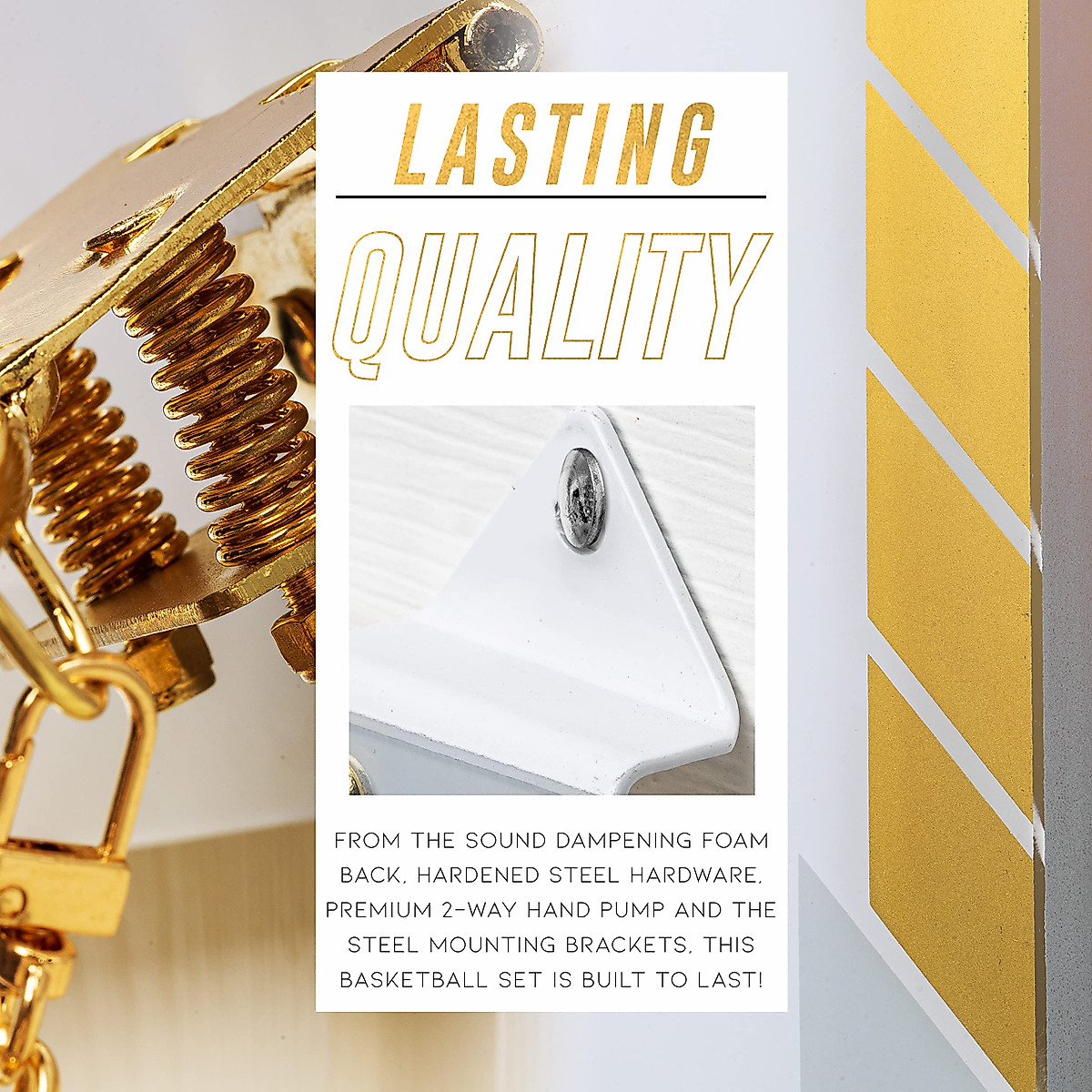 Franklin Sports Mini Basketball Hoop - Premium Gold Chrome Wall Mounted Backboard Mini Hoop with Rim + Net - Ball Included - Perfect Bedroom Accessory