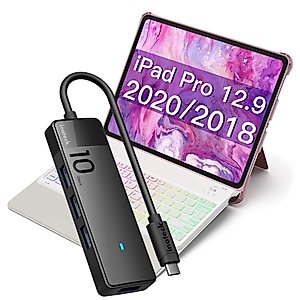 Inateck iPad Keyboard with USB 3.2 Gen 2 Speed, USB C to USB Hub,Bundle Product, KB02006 and HB2025