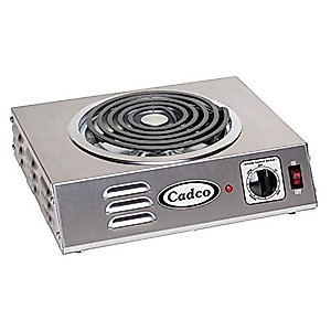 Cadco CSR-3T 14" Electric Portable Countertop Hi-Power Hot Plate w/One Tubular Burner for Restaurant Hotel Food Truck Concession Kiosk, Stainless Steel, 120v