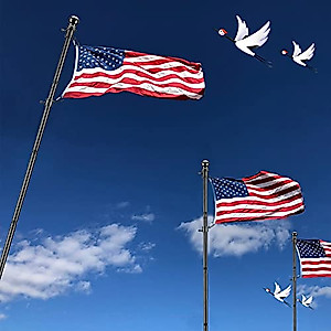 Black Flag Poles for Outside in Ground - 8FT Flag Pole for House with 2 Pronges Base - Stainless Steel Flag Pole Kit with 3x5FT American Flag for Yard Residential Commercial