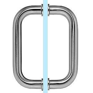 Dynasty Hardware 6" Back to Back Tubular Shower Door Pull for Frameless Shower Doors, Satin Nickel, with Trim Washers