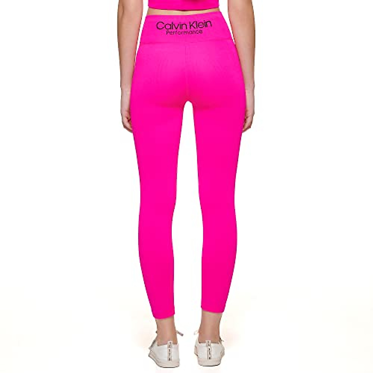 Calvin Klein Performance Women's Ribbed V-Neck Crop Top,Hot Magenta,Medium