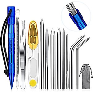 Ferraycle Knotter Tools, FID Paracord FID Set Stainless Steel Paracord Lacin Needles and Smoothing Tool for Leather or Paracord Work (Dark Blue)