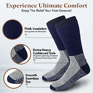 Debra Weitzner 6 Pairs Merino Wool Thermal Socks Men and Women Warm Cushioned Hiking Crew Socks for Hunting Winter Etc Long Survival Boot Socks Moisture Wicking