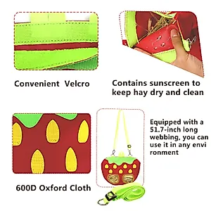 Rabbit Hay Feeder Bag, Hay Feeding Bag for Rabbits,Guinea Pig Hay Feeder Storage, Hanging Rabbit Hay Feeder Bag for Guinea Pigs Bunnies Chinchillas（Red）