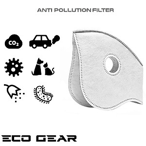 ECO-GEAR Anti Pollution Face Mask with Military Grade Protection | Anti Smoke, Exhaust Gas, Dust, Pollen | Hiking, Running, Walking, Cycling, Ski and other Outdoor Activities (Large, Black)