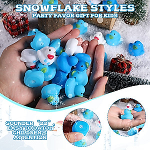 Jerify 50 Pcs Mini Rubber Ducks Snowflake Themed Rubber Ducks Toys Winter Ducks Bulk Holiday Bath Ducky Favors Bathtub Pool Toys Birthday Christmas Party Goodie Bag Fillers Gift
