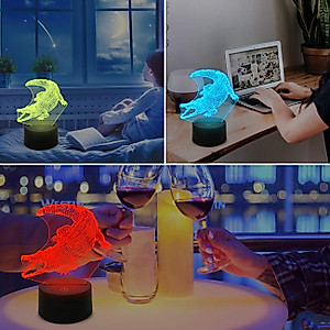 FULLOSUN Crocodile Gifts, 3D Alligator Night Light for Children with Remote Control, Timer, 16 Colors Changeable Christmas Birthday Gifts Suitable for Boys Aged Above 3, 4, 5, 6 +