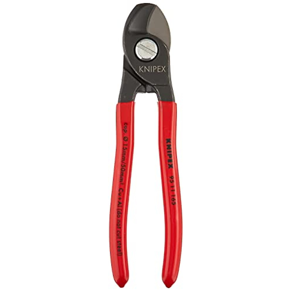 KNIPEX Cable Shears, 6-1/2 In L, 1/0 AWG, Red