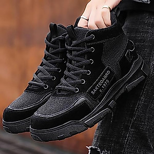 JUMESGU Deals of The Day Lightning Deals Men's Fashion High Tube Embroidery Retro Leather Boots Men's Wide-head Western Cowboy Boots Middle Tube Thick Boots Todays Deals