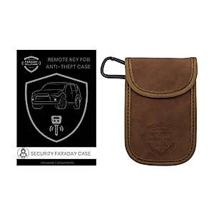 Digital Forensic Evidence Turo Vehicle Rental or Personal Vehicle Anti-Theft Suede Faraday Case with X2 Shielding + Foil Box,Brown