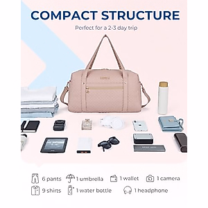 BAGSMART Travel Duffle Bag 31L Quilted Weekender Overnight Bag for Women with Laptop Compartment, Large Carry On Airport Bag with Wet Pocket & Shoe Bag for Business Trips, Sports (Pink)