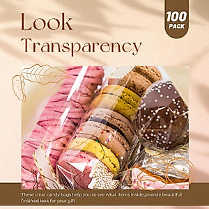YunKo 100PACK Self Sealing Cellophane Bags Clear Cookie Bags for Gift Giving Treat bags for Packaging Cookies,Candy,Gifts（5x3 Inch