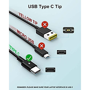 65W 60W USB-C Charger for Dell Laptop: Dell Latitude 5530 7430 5420 7420 5430 5520 7340 5540 7530, for Dell Inspiron 14 7420 7425 16 7620 2-in-1 XPS 13 9320 9305 Chromebook 3110 Type C AC Power Cord