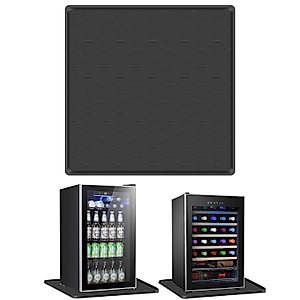 23inch Mini Fridge Silicone Mat with Raised Edge, Refrigerator Floor Protector Mat, Under Small Fridge Mat, Prevent Water Leakage & Floor Damage Protect from Fridge Washing Machine Wine Cooler, Black