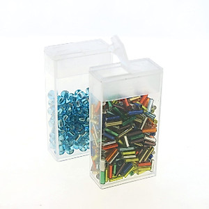 The Beadsmith Clear Plastic Boxes - Rectangle with a Flip Top Cap - 7/16” x 1” x 1-1/2” - Use for Beads, Bath Salts, Wedding & Party Favors, Home or Office Storage - Bag of 100