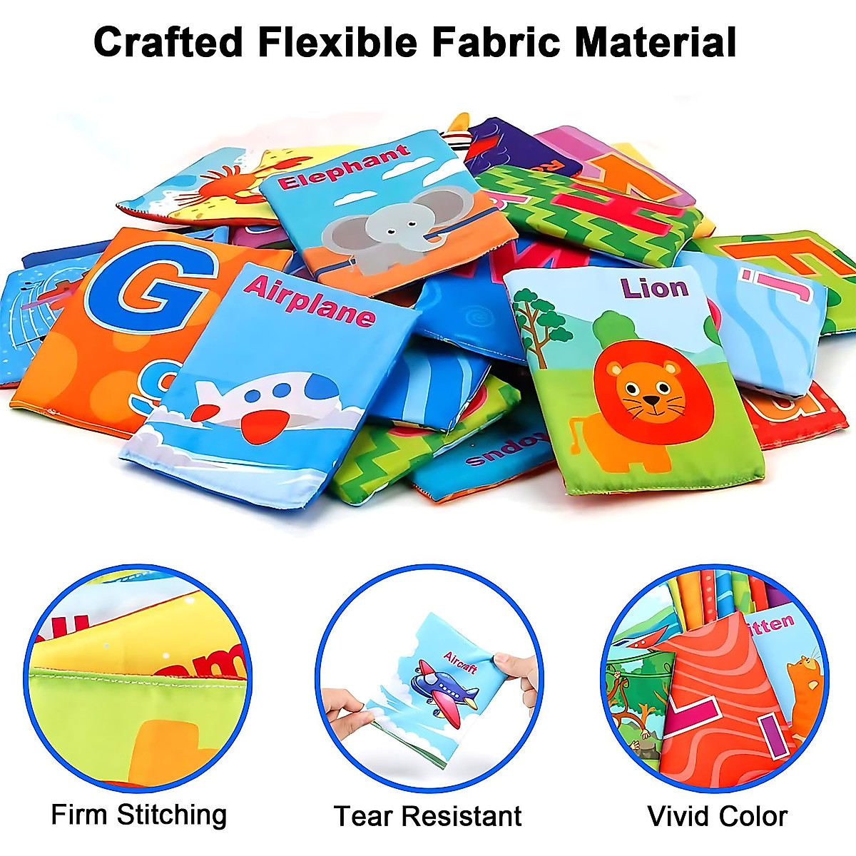 Adpartner Baby Soft Alphabet Cards Toy, 26Pcs ABC Learning Flash Cards with Drawstring Storage Bag, Washable Cloth Letter Cards Early Educational Toys for 0 1 2 3 Years Old Babies Infants Toddlers