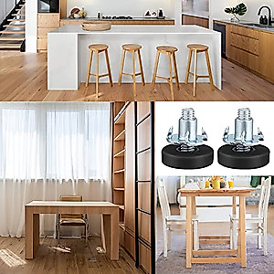 AIEX Adjustable Furniture Levelers, 16pcs Leveling Feet Screw in Chair Feet with T-Nuts Table Chair Leveler Furniture Glide Leveling Feet for Furniture Leg Cupboard(Metric M6)