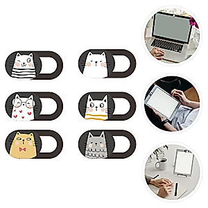 Mobestech 6pcs Web Phone Laptop for Webcam/Privacy Cartoon Desktop Camera Computer Protector Blocker Slide Cover Tablet Cat