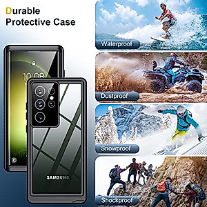 Humixx for Samsung Galaxy S23 Ultra Case,Waterproof Built-in Lens, Screen Protector[Full-Body Shockproof][12FT Military Drop Proof][Dustproof][IP68 Underwater] Protective Phone Case 5G 6.8”-Black