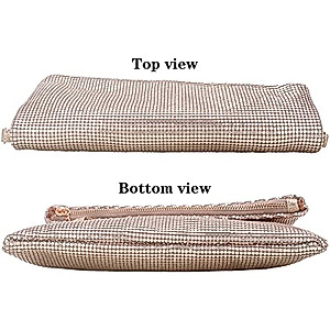 Venoline Large Metal Mesh Evening Clutch Bag Convertible Handbag Tassel Purse Rose Gold