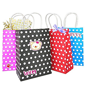 ADIDO EVA Small Polka Dot Paper Gift Bags with Handles Red and Black 8.2 x 6 x 3.1 In 25 PCS